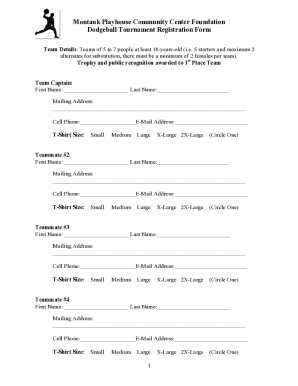 Fillable Online Dodgeball Registration Form.doc Fax Email Print - pdfFiller