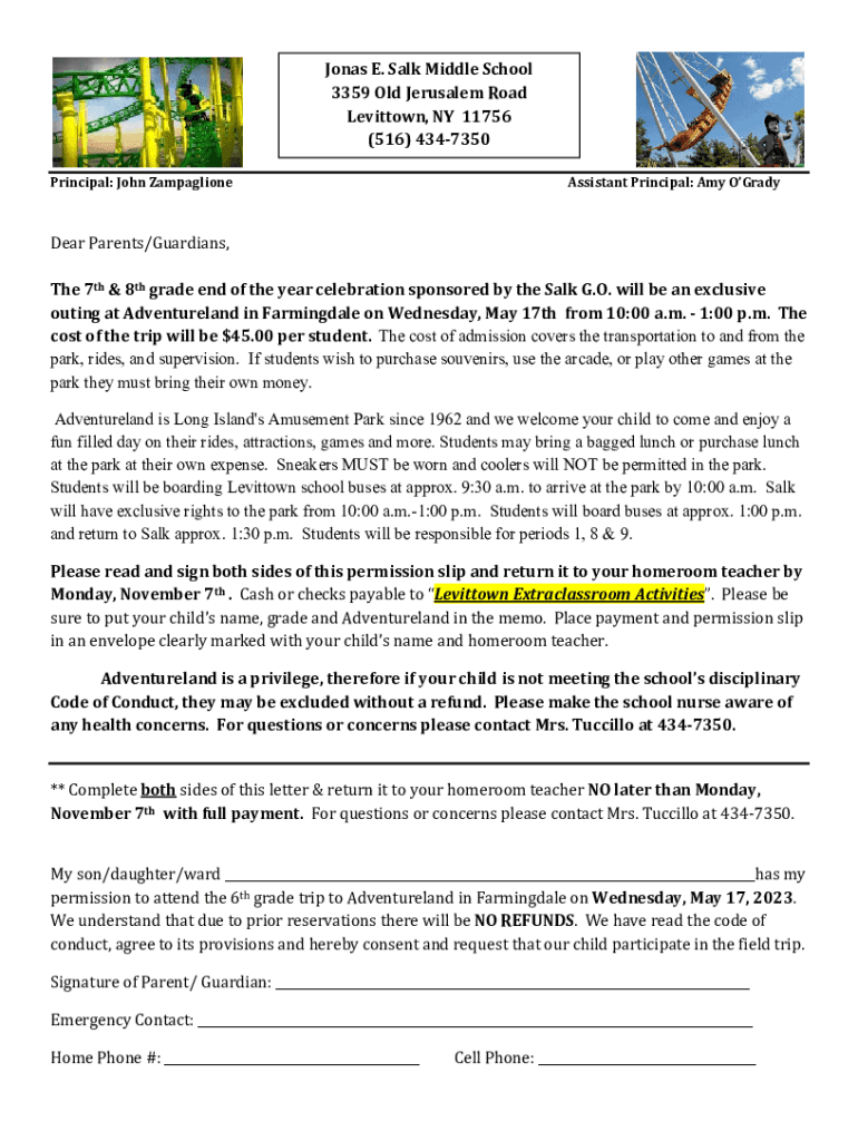 Fillable Online Dear Parents/Guardians, The 7th & 8th grade end of the year ... Fax Email Print ...