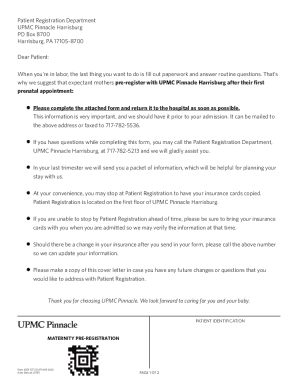 Fillable Online Patient Registration Department UPMC Pinnacle ...
