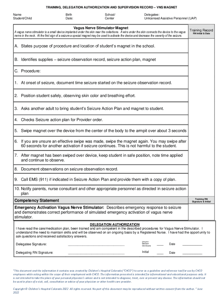Fillable Online Vagus Nerve Stimulator (VNS) Implantation for Children ...