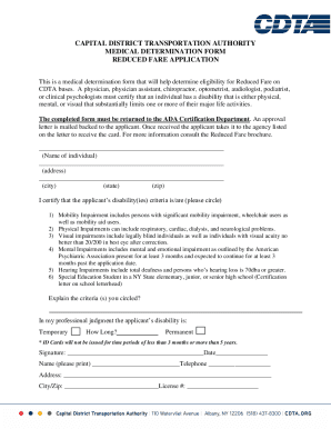 Fillable Online medical determination form reduced fare application Fax ...