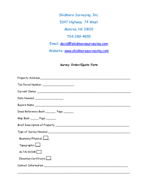 Fillable Online Survey Order/Quote Form Fax Email Print - pdfFiller