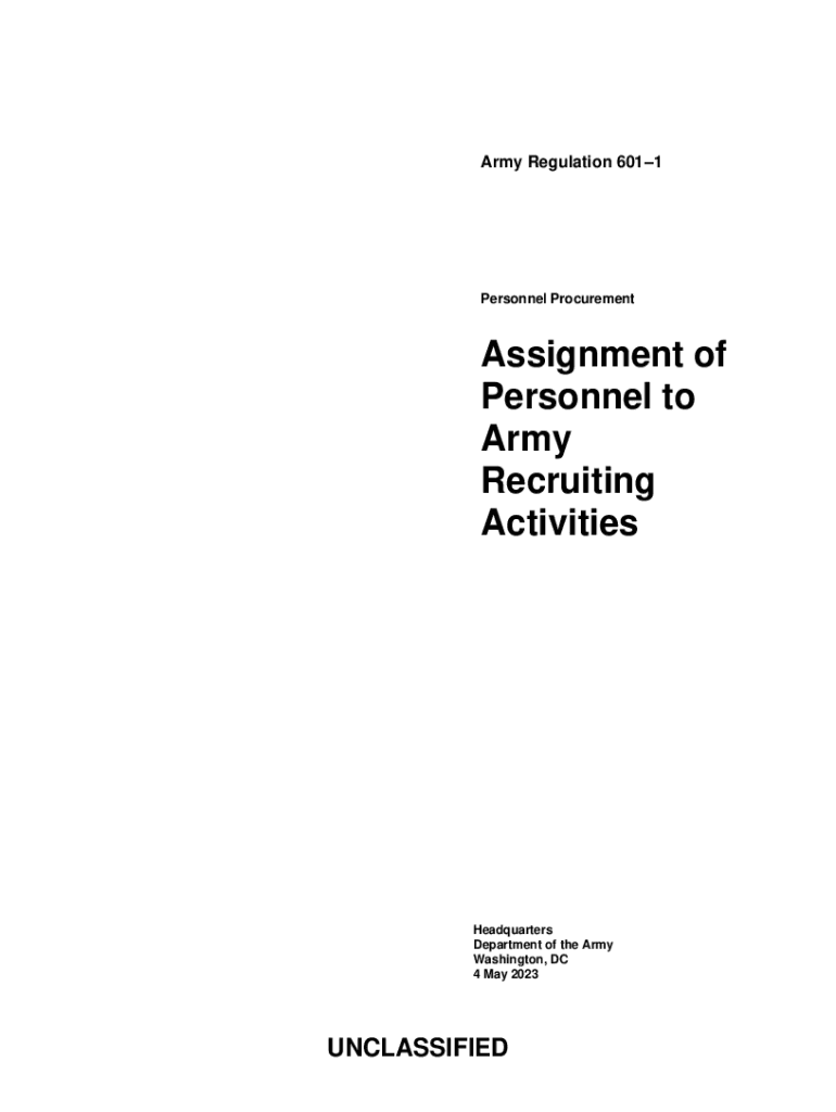 Fillable Online armypubs army Assignment of Personnel to Army ...