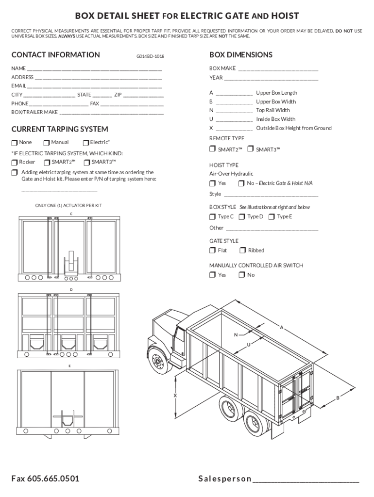 Fillable Online BOX DETAIL SHEET FOR ELECTRIC GATE AND HOIST r No Fax ...