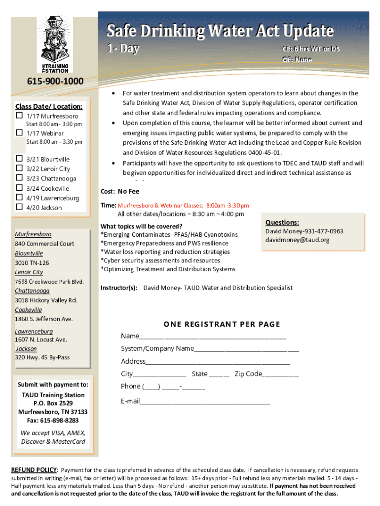 Fillable Online Safe Drinking Water Act Update Fax Email Print - pdfFiller