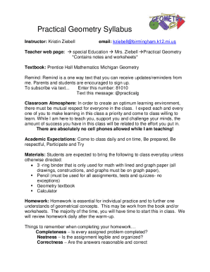 Fillable Online Practical Geometry Syllabus Fax Email Print - pdfFiller