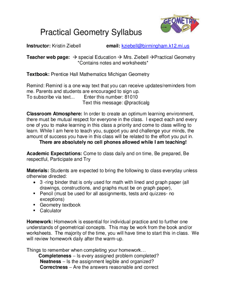 Fillable Online Practical Geometry Syllabus Fax Email Print - pdfFiller
