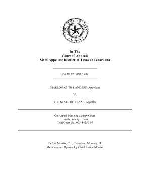 Fillable Online Dustin Ray Sanders v. The State of Texas Appeal from ...