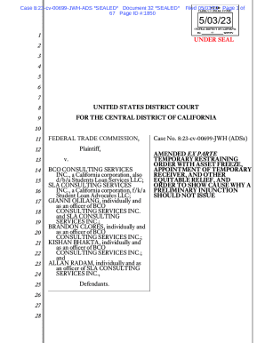 Fillable Online Amended Ex Parte Temporary Restraining Order with Asset Freeze, Appointment of ...