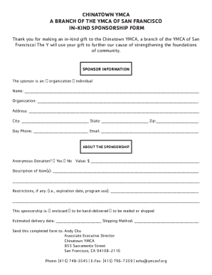 Fillable Online Chinatown YMCA Event Sponsorship Form Fax Email Print ...