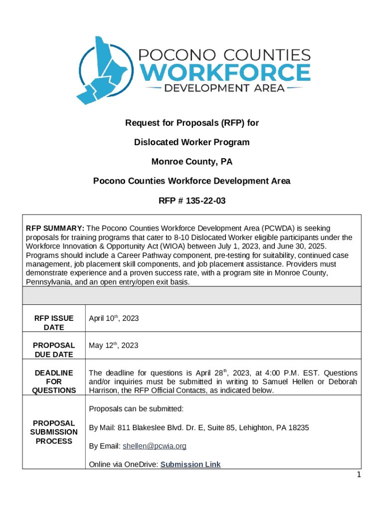 Request for Proposals (RFP) for Dislocated Worker Program ... Doc ...