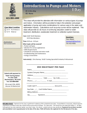 Fillable Online Introduction to Pumps and Motors 1 Day Fax Email Print - pdfFiller
