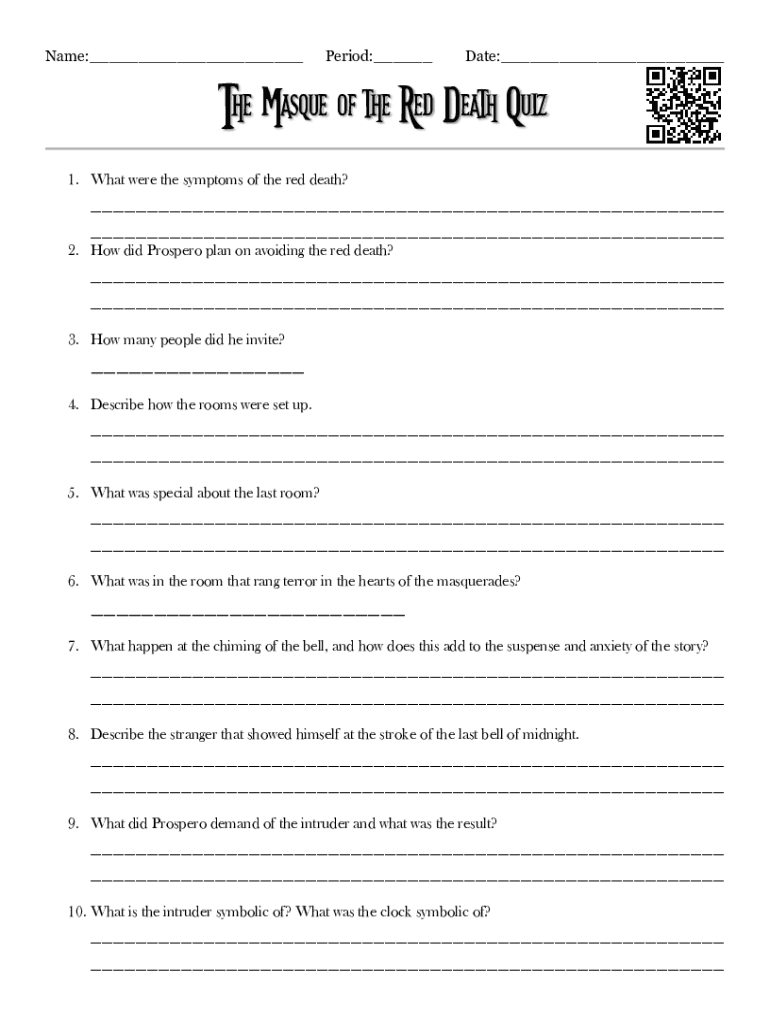 Fillable Online The Masque of the Red Death Quiz - Visit thiesmeyer.net ...