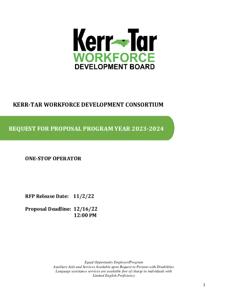 Fillable Online Request for Proposals # WIOA-ONE-STOP OPERATOR Fax ...