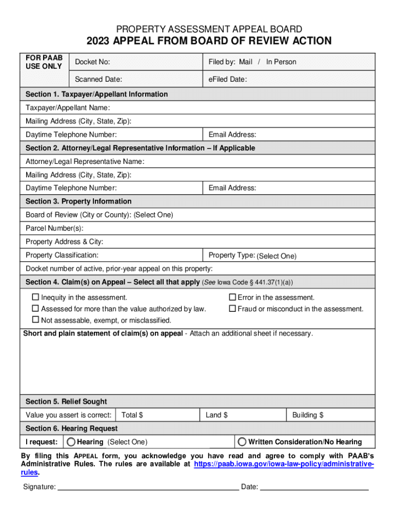 Fillable Online paab iowa Explaining the Property Tax Assessment Appeal ...
