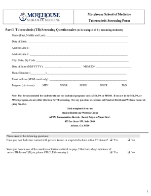 Fillable Online Tuberculosis Screening Form Fax Email Print - pdfFiller