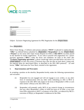 MCE-Exclusive-Negotiating-Agreement. ... Doc Template | pdfFiller