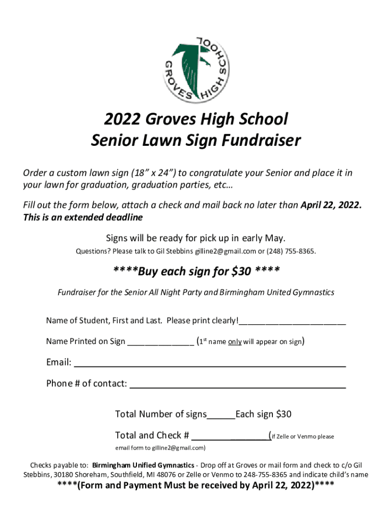 Fillable Online Birmingham Unified Gymnastics - Groves Senior Yard ...