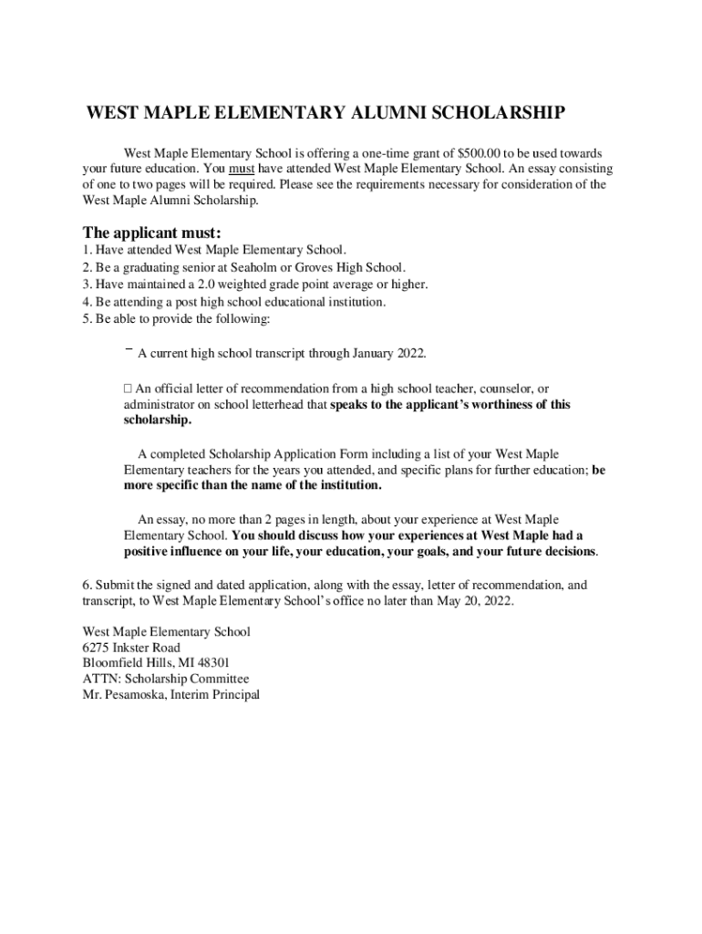 Fillable Online West Maple Elementary School named National ... Fax ...