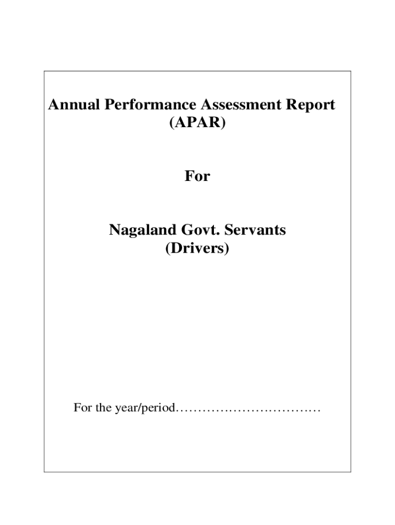 Fillable Online Nagaland Gov Annual Performance Assessment Report ApAR