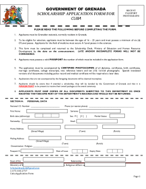 Fillable Online Government of Grenada Cuba Application Form Fax Email ...