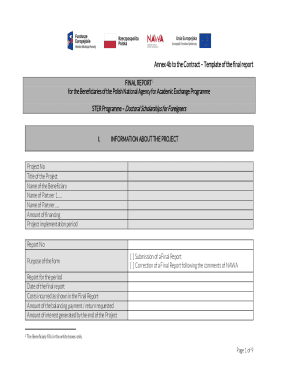 Fillable Online Annex 4b to the Contract Template of the final report ...