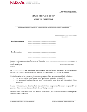 Fillable Online Service Acceptance Report Form Fax Email Print - pdfFiller