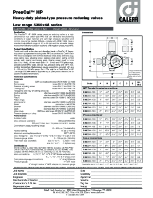 Fillable Online PresCal - Pre-Adjustable Pressure Reducing Valves ...