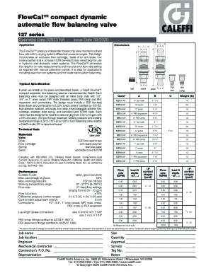 Fillable Online FlowCal compact dynamic automatic flow balancing valve ...