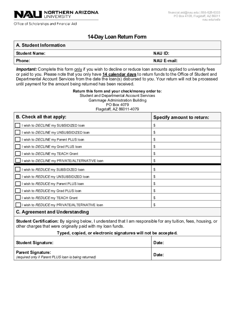 Fillable Online 14-Day Loan Return Form Fax Email Print - pdfFiller