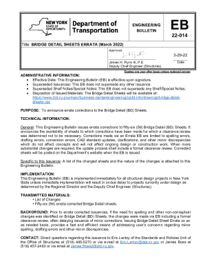 Fillable Online ENGINEERING BULLETIN Title: BRIDGE DETAIL SHEETS ERRATA ...