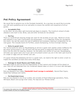 Fillable Online Pet Policy Agreement Fax Email Print - pdfFiller