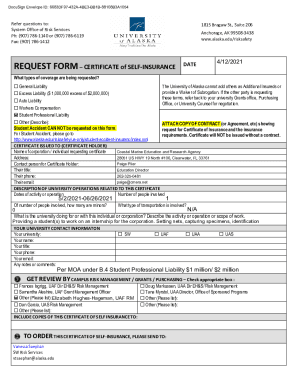 Fillable Online REQUEST FORMCERTIFICATE of SELF-INSURANCE Fax Email ...