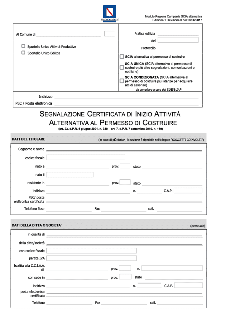 Fillable Online Modulo Regione Campania segnalazione certificata di ...
