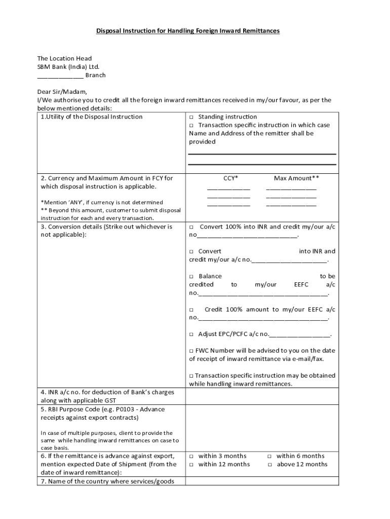 Fillable Online HOW TO FILL Disposal Instruction for Handling Foreign ...