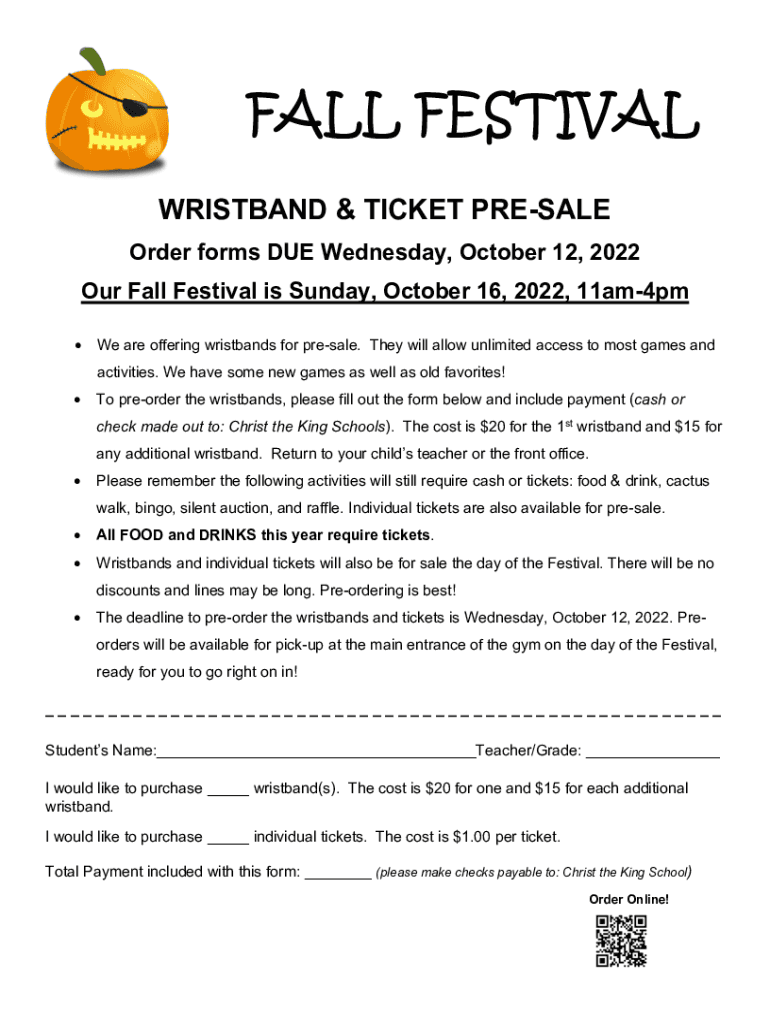 Fillable Online Wristband-ticket presale form Fax Email Print - pdfFiller