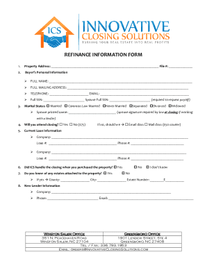 Fillable Online Refinancing Summary Form Fax Email Print - pdfFiller