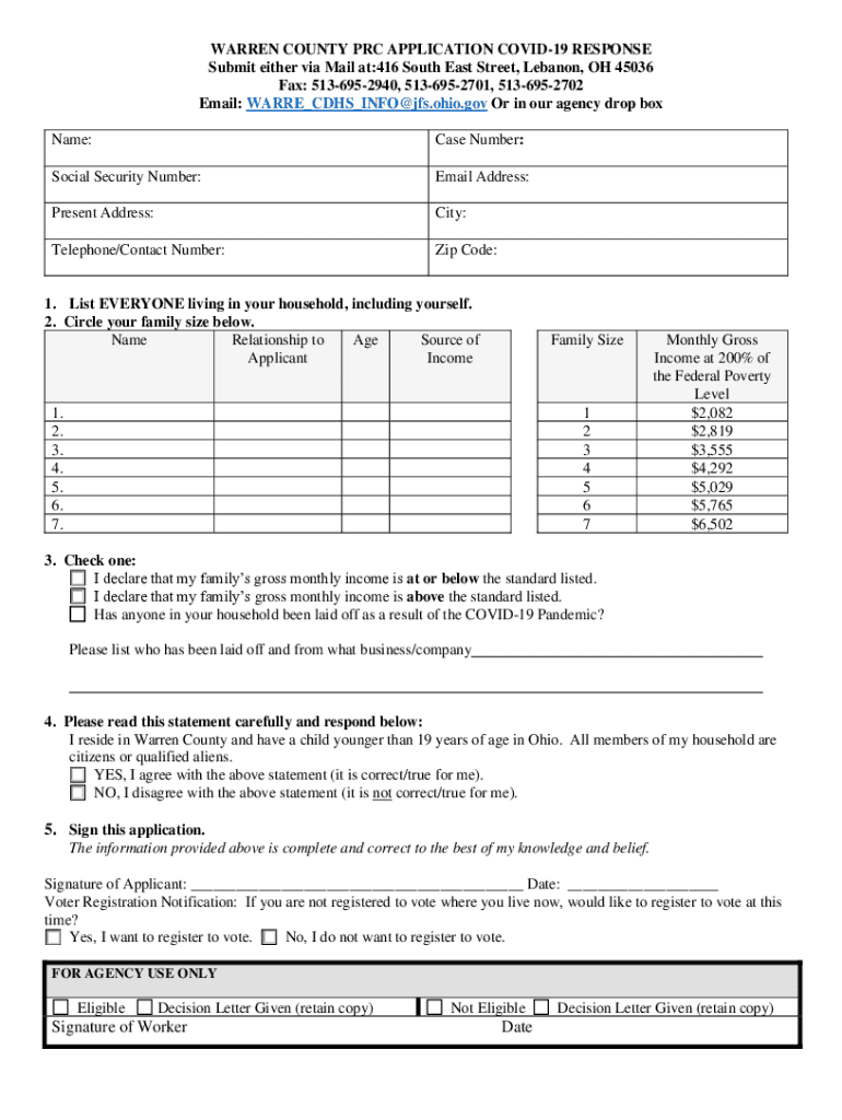 Fillable Online Warren County PRC Plan and FormsOhio Works First Fax ...