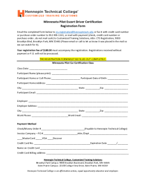 Fillable Online Minnesota Pilot Escort Driver Certification ...