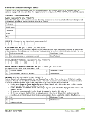 Fillable Online HMIS Data Collection for Project START Fax Email Print ...