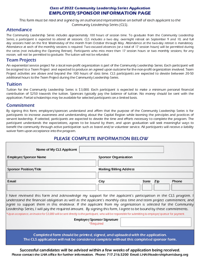 Fillable Online 2020 CLS Online Sponsor Form - Copy.pdf Fax Email Print ...