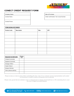Fillable Online CONECT CREDIT REQUEST FORM Fax Email Print - pdfFiller
