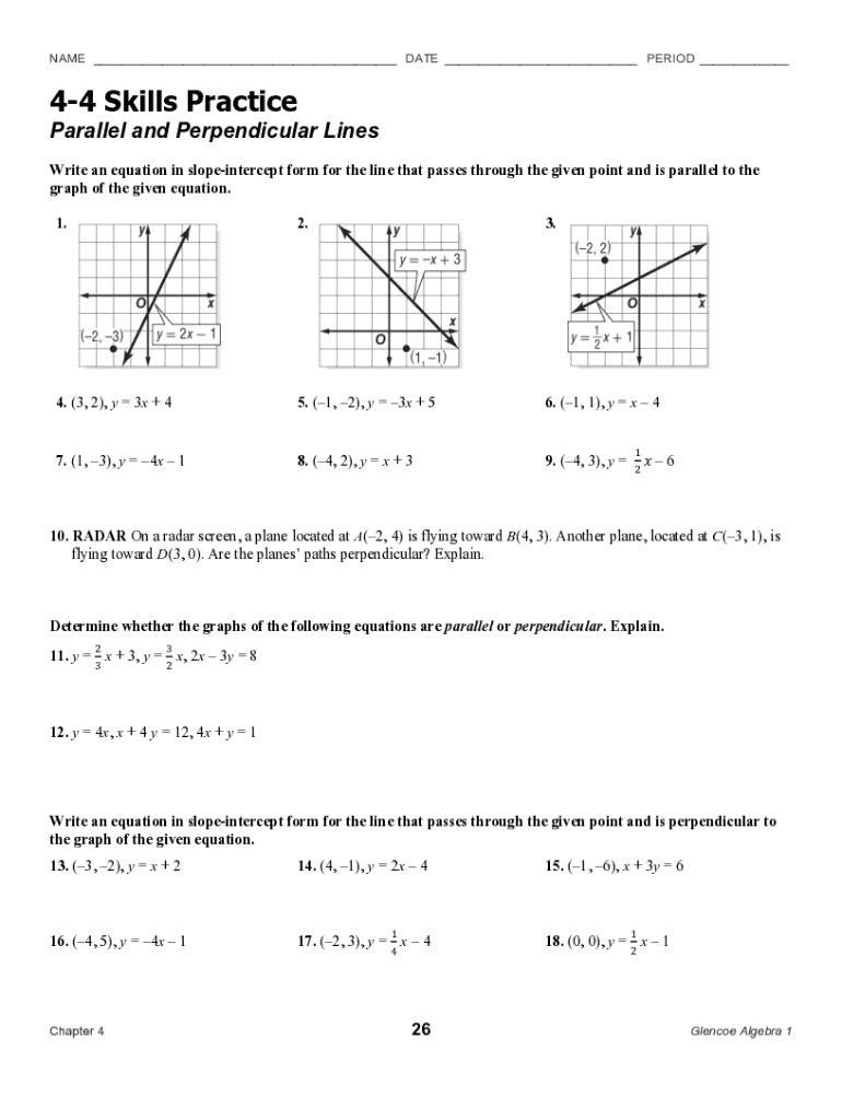 Fillable Online 4 1 skills practice graphing equations in slope ...