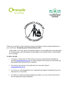 Fillable Online litter picking safety sheet Fax Email Print - pdfFiller