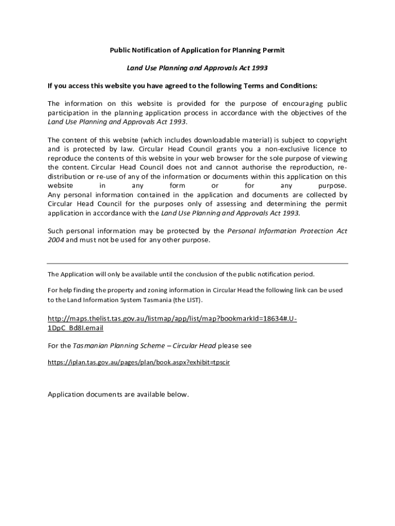 Fillable Online Public Notification of Application for Planning Permit ...