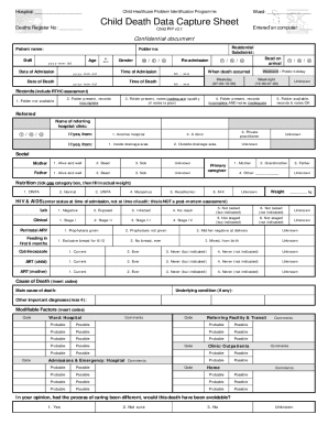 Fillable Online Child PIP v3.1 Death Data Capture Sheet.doc Fax Email ...