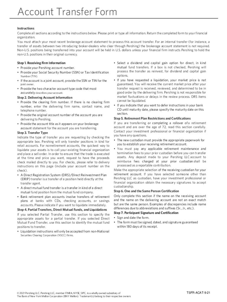 Fillable Online FAQ ID # 121 - How do I fill out the Pershing Account ...