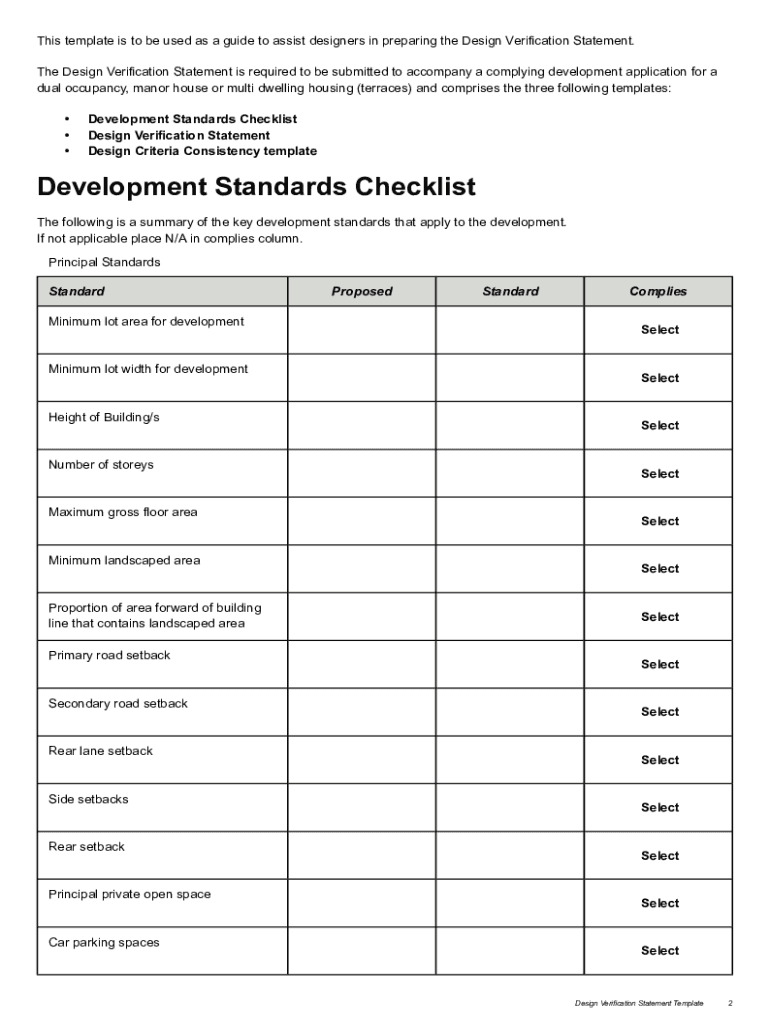 Fillable Online Design Verification Statement TemplateComplying ...