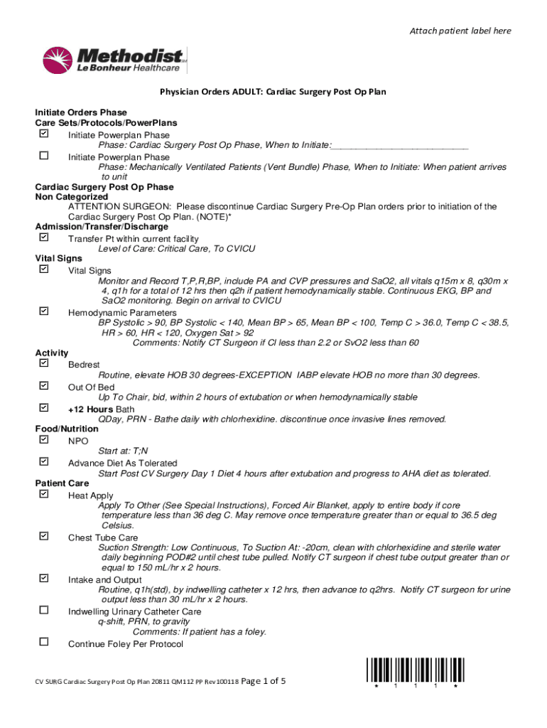 Fillable Online Attach patient label here Physician Orders ADULT ...