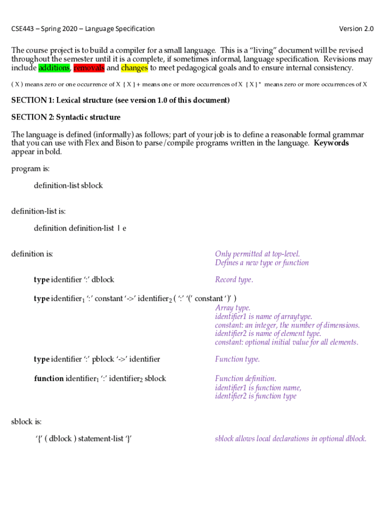 Fillable Online cse buffalo The course project is to build a compiler for a small language Fax ...